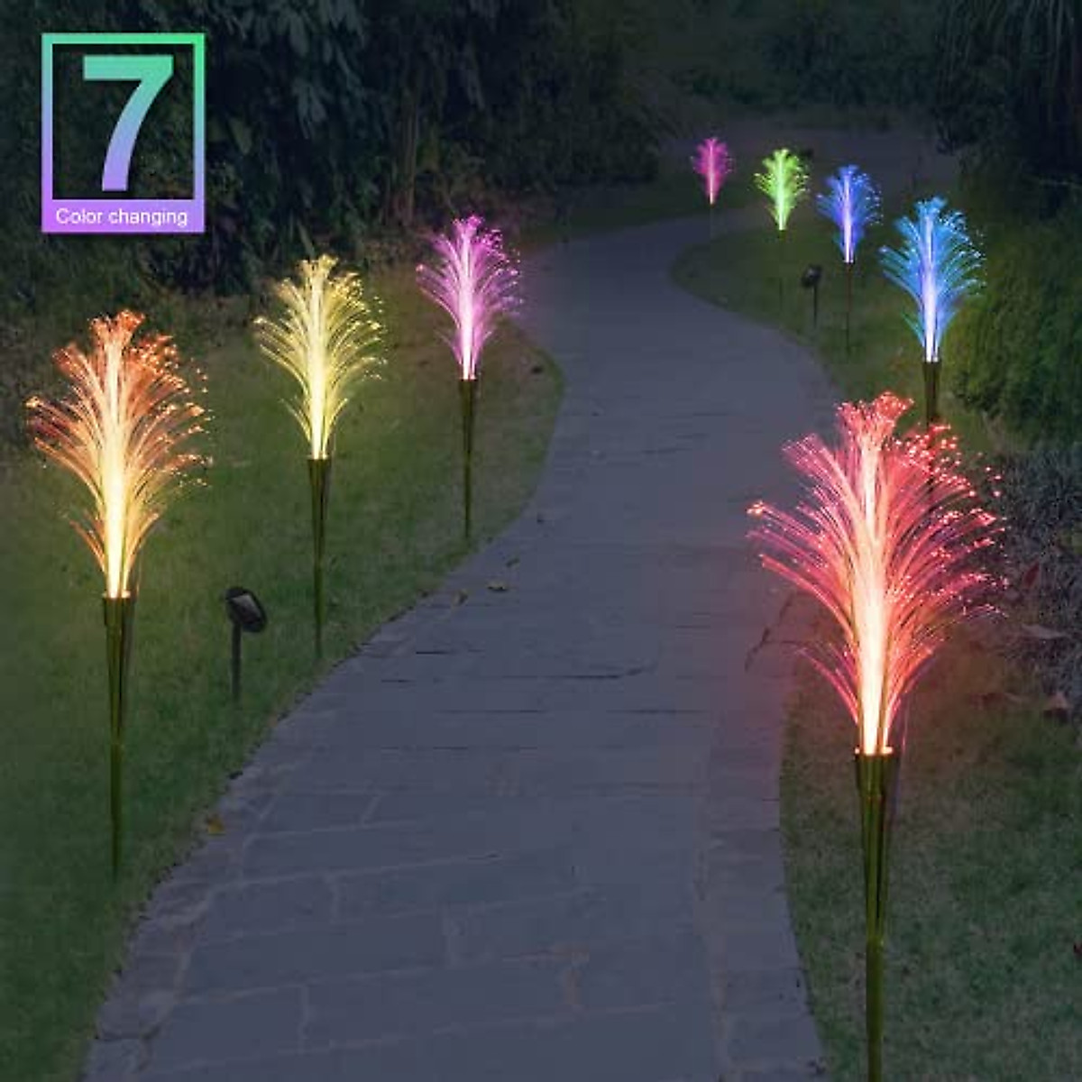 VIODAIM Solar Garden Flower Lights - 7 Color Changing