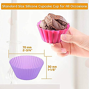54 Pack Silicone Muffin Cups, Selizo Silicone Cupcake Baking Cups Reusable Muffin Liners Cupcake Wrapper Cups Holders for Muffins, Cupcakes and Candies