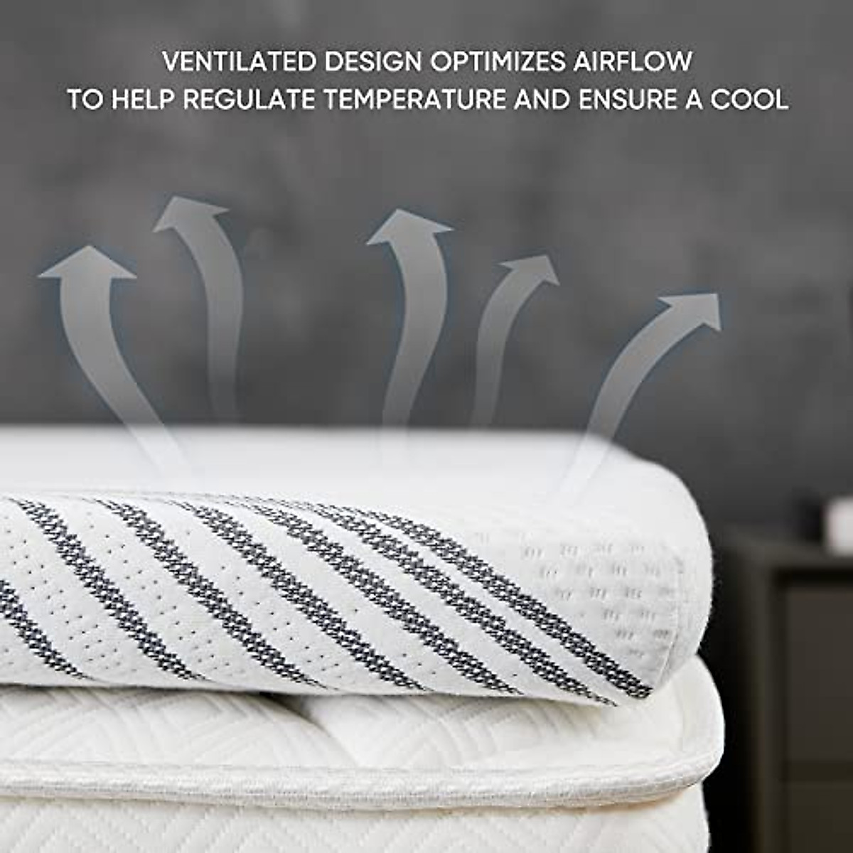 FLEXPEDIC Flippable 3 Inch Queen Size Mattress Topper, Coconut Shell Carbon Memory Foam and Bamboo Charcoal High Density Firm Foam with Removable Soft Fabric Cover, CertiPUR-US Certified