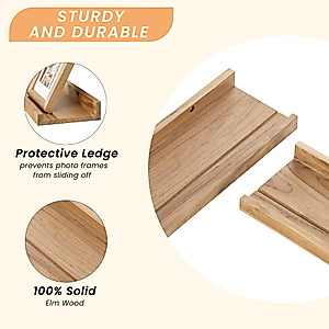 Picture Ledge Shelf - Solid Elm Wood Floating Shelves Set of 2 - Rustic Ledge Shelves for Toys Storage, Kids Bookshelf Wall Mounted for Bedroom, Living Room, Kitchen - 24 Inches - Natural Color