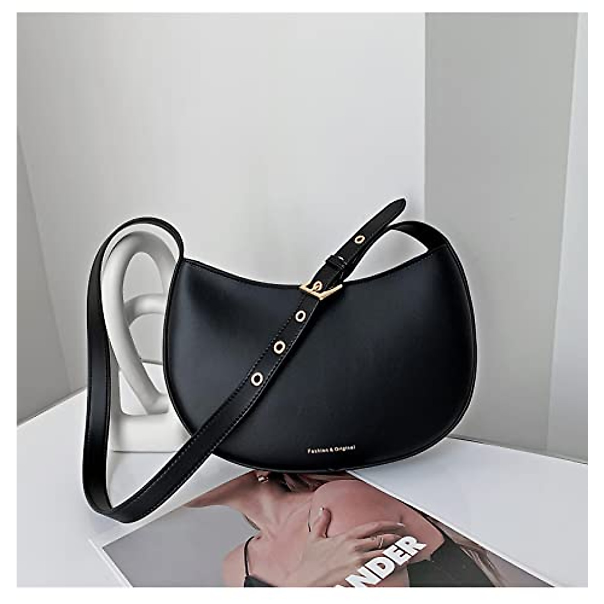 Cute Hobo Purses and Handbags for Women Split Leather Shoulder Tote Bags Crossbody bag (Black)