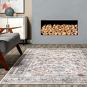 nuLOOM Bex Faded Stain-Resistant Machine Washable Area Rug, 8x10, Ivory Multi