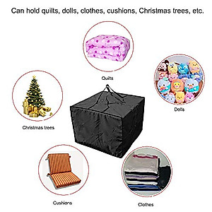 TJFU Outdoor Cushions Storage Bag,Patio Furniture Seat Cushion Storage Carrying Bag with Zipper and Handles 32x32x24 Inches Waterproof, Black