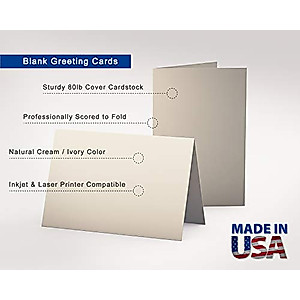 Blank 5" X 7" Cardstock and Envelopes - Ivory/Cream - Heavyweight 80lb Cover Paper - Inkjet/Laser Printer Compatible - For Making Invitations, Greeting Cards (40 Cards & Envelopes)