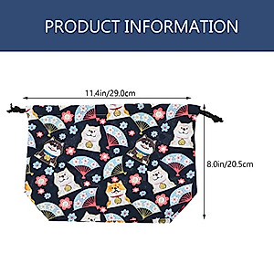 Healeved 2Pcs Japanese Style Lunch Bag Drawstring Lunch Bag Reusable Bento Box Bag Lunch Box Bag