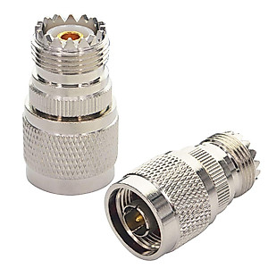 Boobrie N Male to UHF Female SO-239 Connector SO239 Jack to N-Type RF Coaxial Coax Cable Adapter for Antenna/Wireless LAN Device/WiFi/Radio/Coaxial Extension Cable Pack of 2