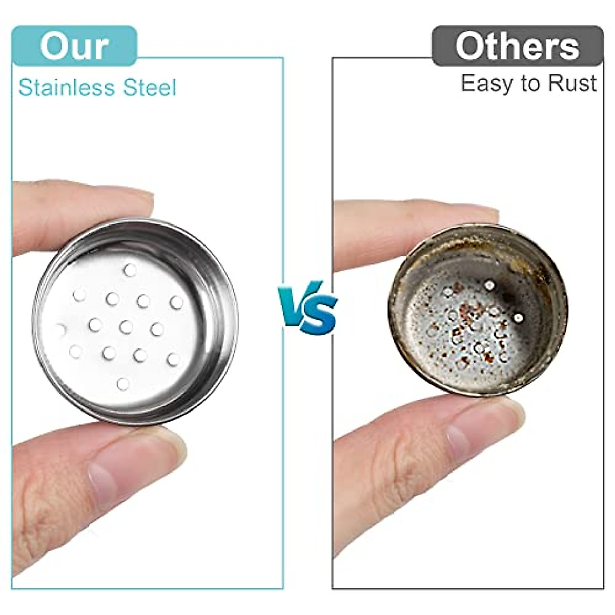 2 Pack Salt and Pepper Shakers Set, Glass Salt Shaker with Stainless Steel Lid, Modern and Cute Farmhouse Salt and Pepper Set (Black and White)