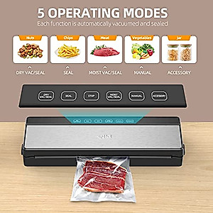 Vacuum Sealer Machine for Food Saver, Full Automatic Food Sealer With Built-in Cutter &Vacuum Sealers Bags, Food Preservation Dry/Moist/External Vacuum System Modes for All Saving Needs Starter Kit