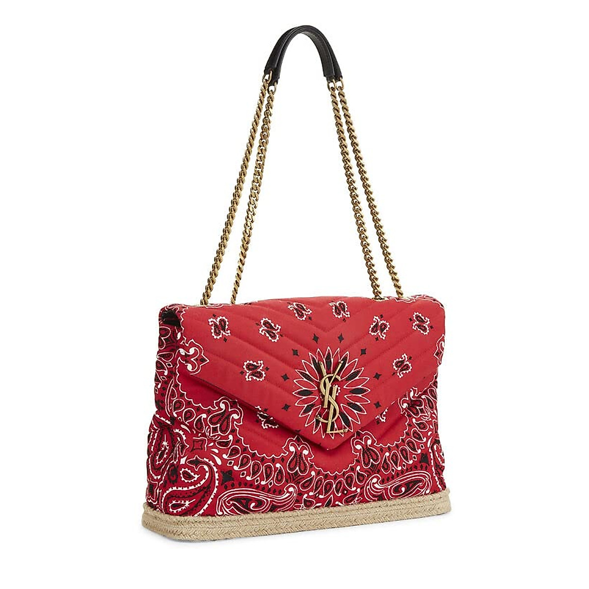 Yves Saint Laurent, Pre-Loved Red Bandana Canvas Loulou Shoulder Bag Medium, Red