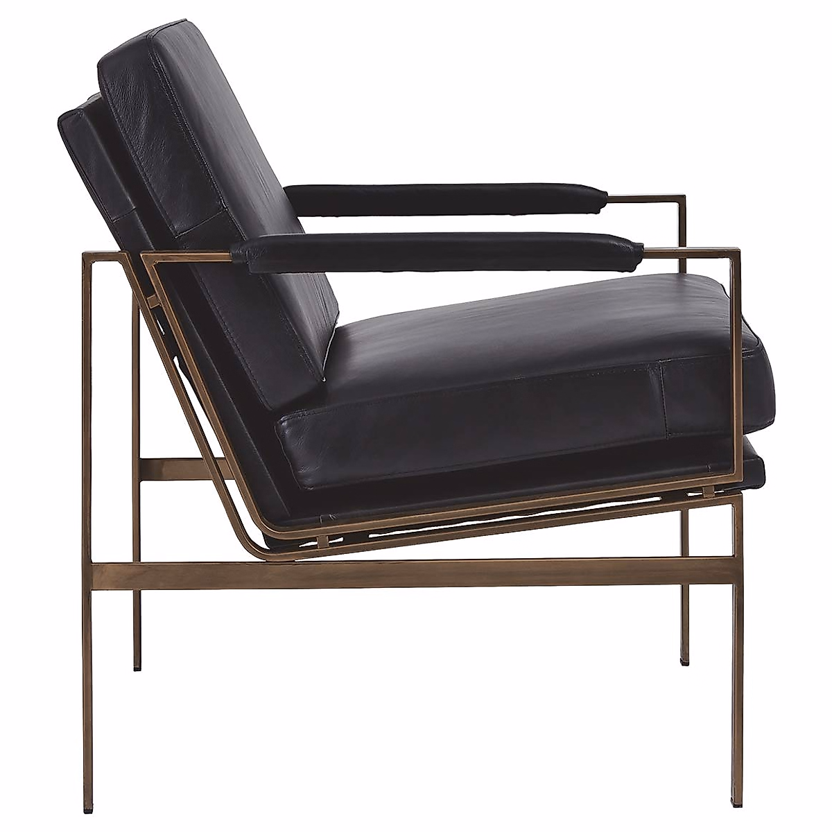 Signature Design by Ashley Puckman Mid-Century Modern Leather Accent Chair, Black