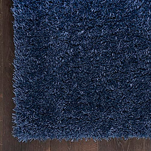 Nourison Lush Shag Modern & Contemporary Denim 5'3" x 7'3" Area -Rug, Easy -Cleaning, Non Shedding, Bed Room, Living Room, Dining Room, Kitchen (5x7)