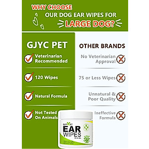GJYC PET Dog Ear Cleaner-Ear Rinse & 100pcs Dog Ear Wipes & 30 Cotton Swabs Dog Ear Inflammation Therapy for Itch Relief, Soothe Ear Inflammation, Removes Wax, Odor