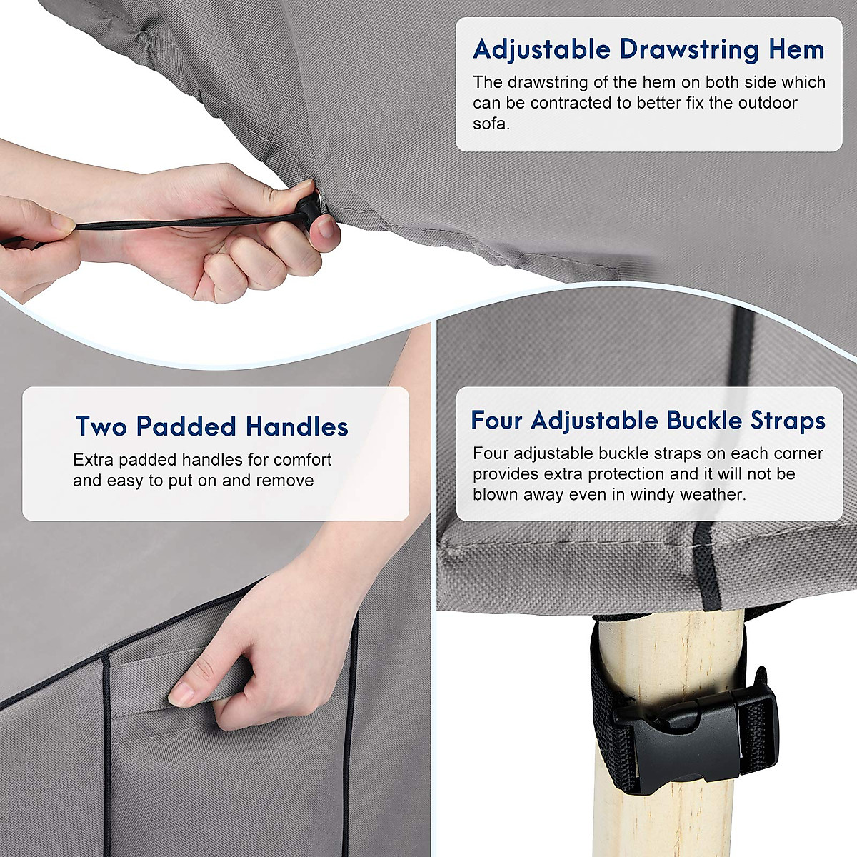 BOLTLINK Outdoor Patio Furniture Covers Waterproof ,Durable 3-Seater Sofa Cover Fits up to 76W x 32.5D x 33H inches