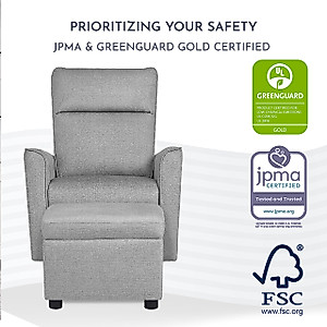 Evolur Aria Upholstered Plush Seating Swivel with Ottoman Greenguard Gold Certified Glider Chair for Modern Nursery, with Side Pockets, Tool-Free Assembly, Easy to Clean, Earl Grey