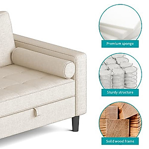 BALUS Convertible Sofa Bed, Upholstered Loveseat Futon Sofa Bed, Reversible Sleeper Sofa Bed with Cushion, Linen Fabric 2 in1 Pull Out Couch Bed for Living Room Apartment Office Bedroom Small Places