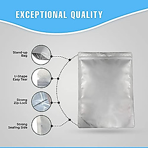 100Pack MTH Mylar Bag for Food Storage with 100 Oxygen Absorber & Labels, 5 Mil of Thickness Zipper Closure & Long Term Food Storage