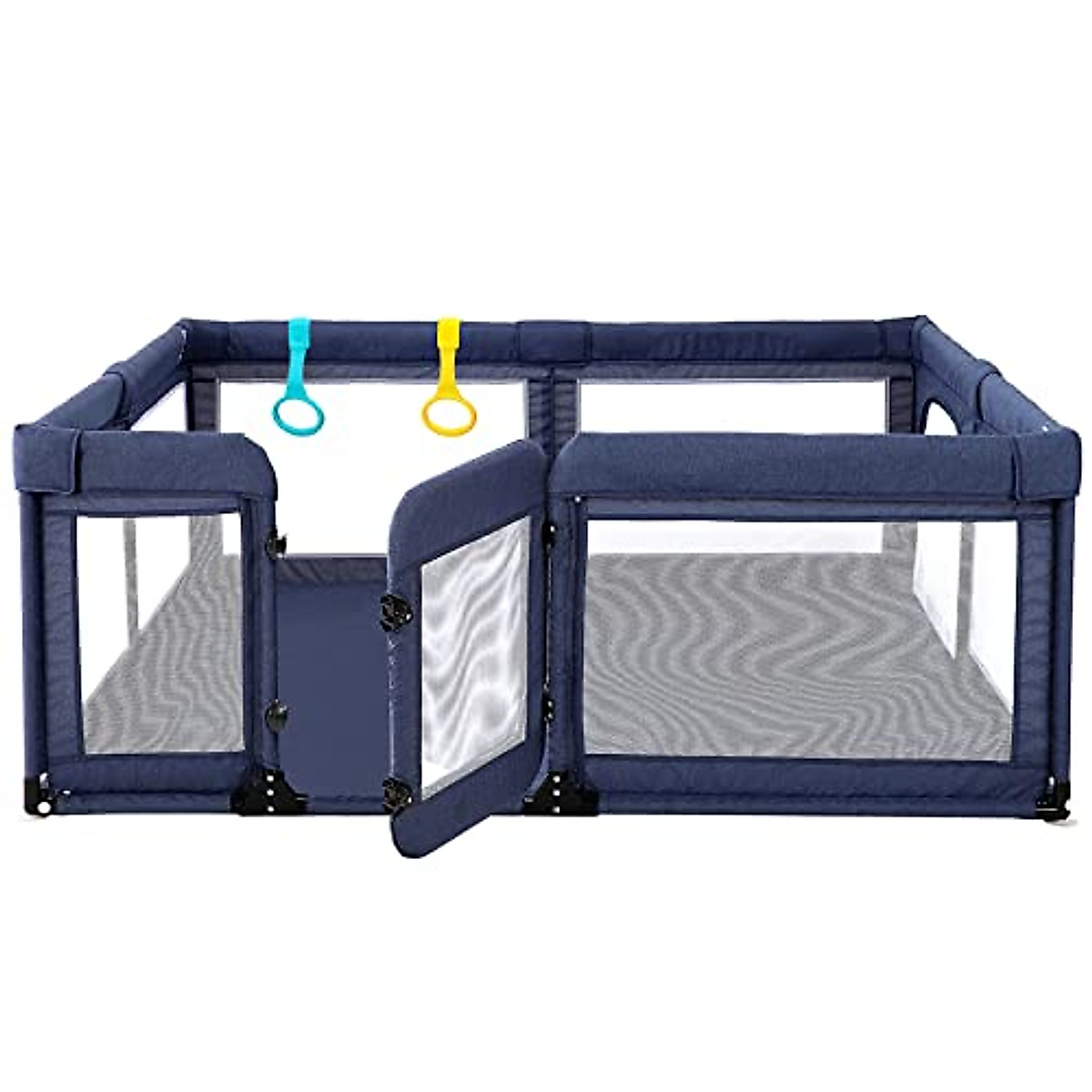 Baby Playpen with Swing Door for Adults, Play Pens for Babies 59 * 79in Large Play Yards, Baby Playpen for Toddler, Safety Kids Activity Center, Cholena Breathable Mesh Playpen, Navy Blue