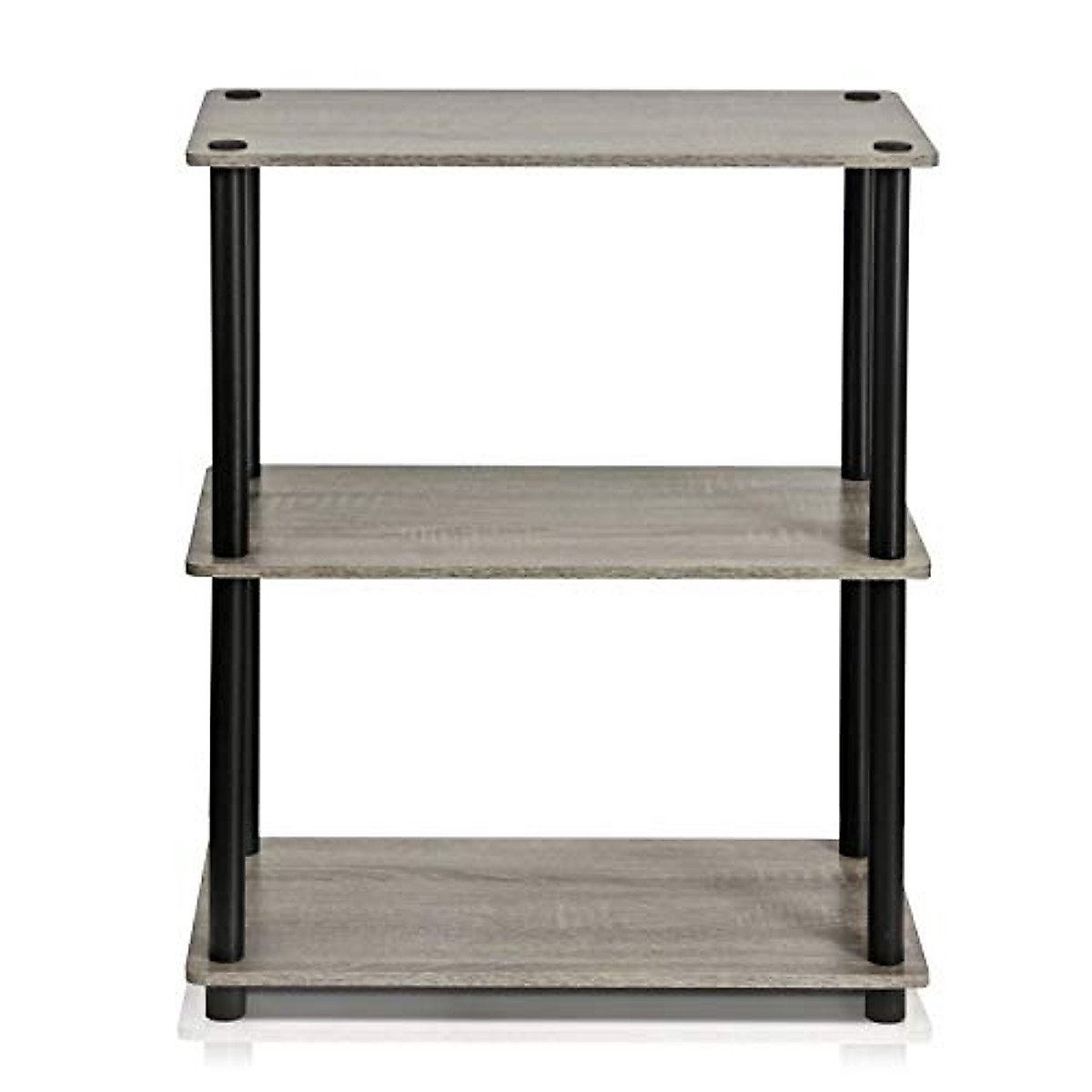 Furinno Turn-N-Tube Display Rack, 3-Tier Single, French Oak Grey/ Black