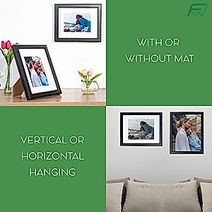 FrameWorks 2-Pack 1 3/8" Thick Black Wooden Shadow Box Picture Frames 18” x 24” with Removable White Mat to 12" x 18" Photo