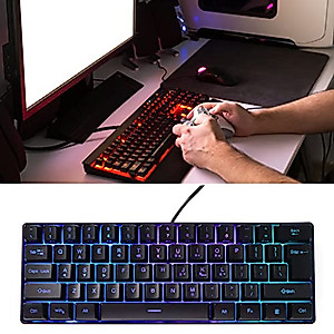 Gaming Keyboard, Computer Keyboard DC5V 100mA RGB Light FN Combination Shortcut Keys 61 Keys for Office