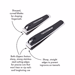 Tweezerman Stainless Steel Nail Combo Set with Fingernail and Toenail Clippers