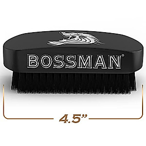 Bossman Beard Brush for Men - Hand Held Boar & Nylon Bristle Brush - Detangling Brush for Beard and Hair Care
