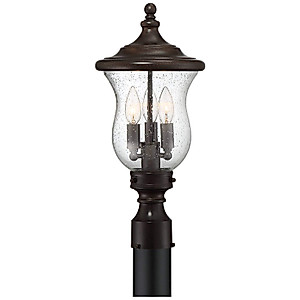 Carriage Traditional Outdoor Post Light Fixture LED Bronze 19" Clear Seedy Glass Decor Exterior House Porch Patio Outside Deck Garage Yard Garden Driveway Home Lawn Walkway - Franklin Iron Works