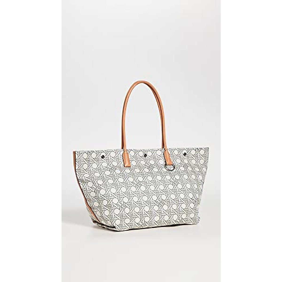 Tory Burch Women's Canvas Basketweave Tote, New Ivory Basketweave, Off White, Print, One Size