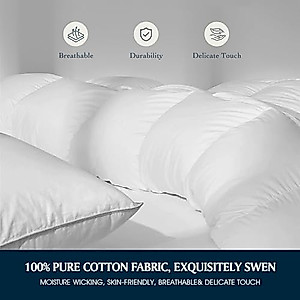 Serta White Goose Feather and White Goose Down Fiber Comforter Hotel Luxury Edition Hypoallergenic 100% Cotton, All Seasons Warmth King