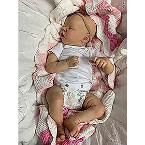 iCradle Reborn Baby Doll 18Inch Silicone Full Body Real Looking Girls Newborn Toddlers Waterproof with Sleeping Baby Eyes Closed Kids Playmate Toy for Age 3+