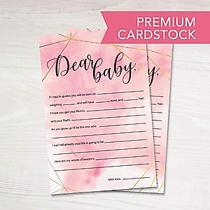 30 Pack Baby Shower Advice Cards. Watercolor Baby Shower Games. Baby Prediction and Advice Cards for Girl Baby Shower.