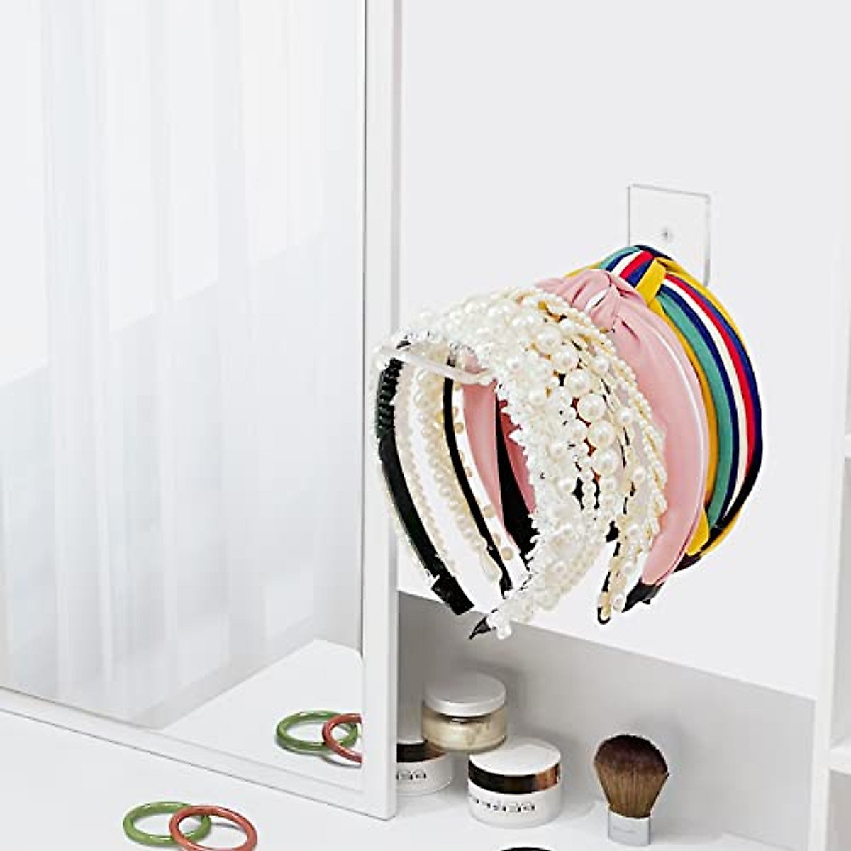 Bigfety Acrylic Headband Holder Wall, 3 Pack Clear Hanging Headband Organizer Storage for Girls Women