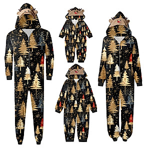 Family Christmas Pjs - Matching Onesie & Shirts Set with Dog Pjs