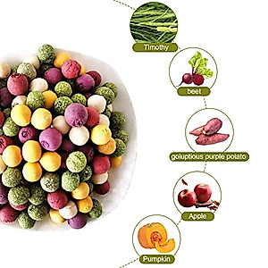 Rabbit Chew Toys, Small Animal Treats Include Fruit and Vegetable Balls, All Natural Baking Treats with Lucerne, Dandelion, Apple and Timothy Hay Ball for Guinea Pig, Hamster and Other Small Animals