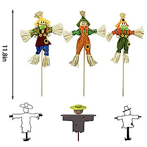 EBaokuup 10 PCS Halloween Scarecrow Decoration - 11.8 Inch Fall Harvest Scarecrow Thanksgiving Scarecrow Fall Harvest Standing Scarecrow Decor for Autumn, Halloween, Garden, Yard Decoration