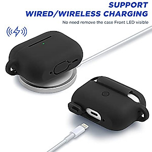 Joansea Copamtible with AirPods Pro 2 Case, Soft Silicone Skin Shock-Absorbing Full Protective Case with Keychain for AirPods pro 2nd Generation Case Cover 2022, Black