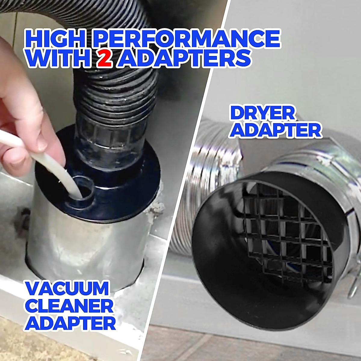 Holikme Dryer Vent Cleaner Kit 32 Feet Dryer Cleaning Tools, Include Dryer Vent Brush, Omnidirectional Blue Dryer Lint Vacuum Attachment, Dryer Lint Trap Brush, Vacuum & Dryer Adapters