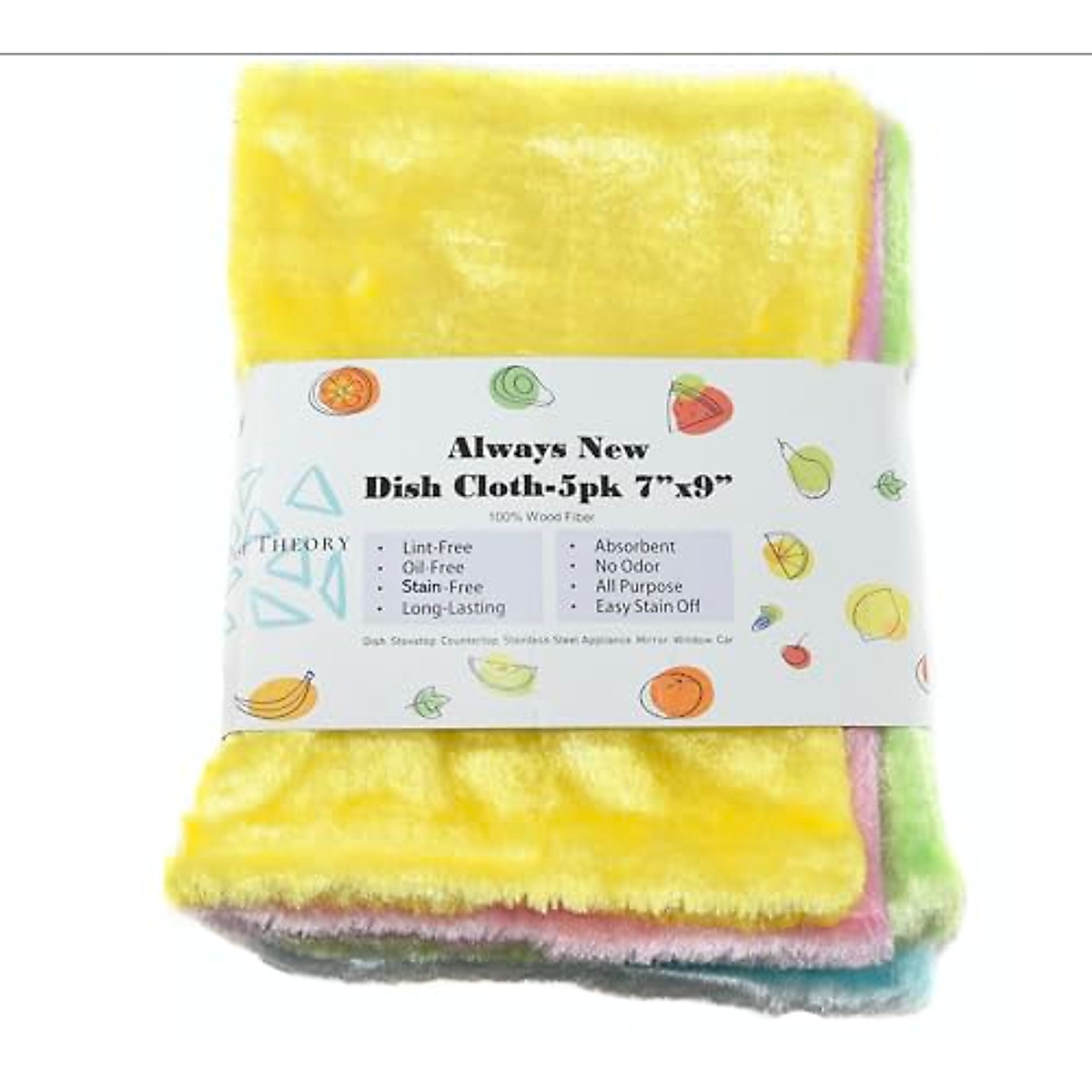 Easy Theory Free of Stain and Grease, Odor Delaying, Thick Absorbent Wood Fiber Dish Towels Cloths, All Purpose for Kitchen and House, Washing Dishes