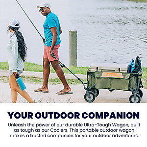 RTIC Ultra-Tough Wagon Folding Utility Cart with All-Terrain Wheels, Foldable, Portable, Collapsible, Push Pull Cart for Camping, Beach, Garden, Outdoor, Sports, 250 Lbs Capacity, Trailblazer