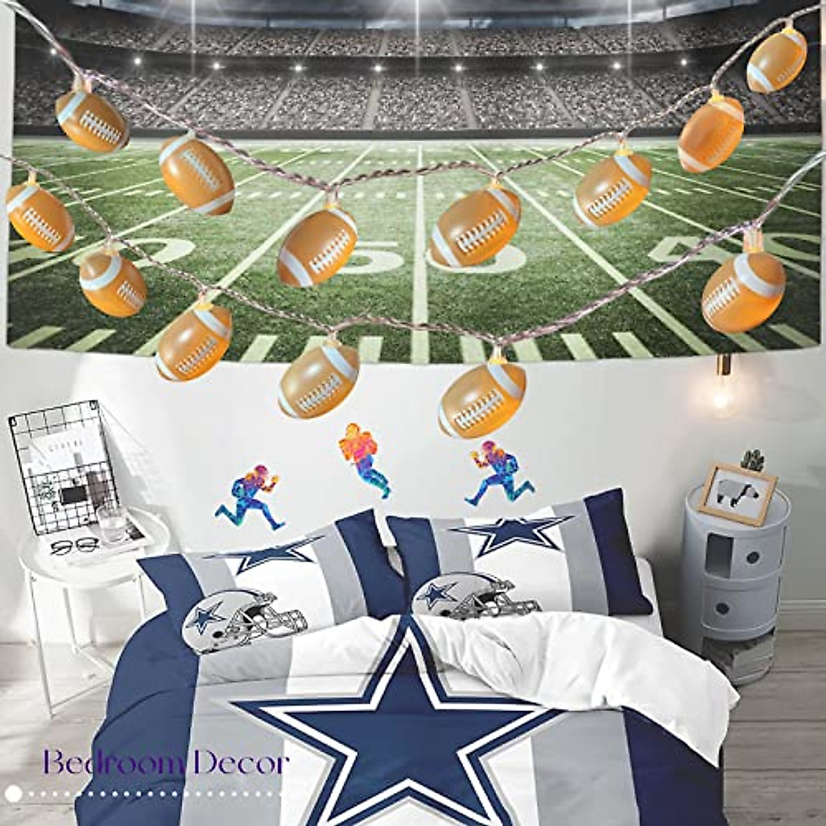 Lights for Bedroom Football Light String,Battery Powered 6.5ft 10 LED Football Fairy Lights for Room Decor,Ball Sport Theme Party Decorative Lights,Birthday Christmas Decorations,Football Lovers Gift