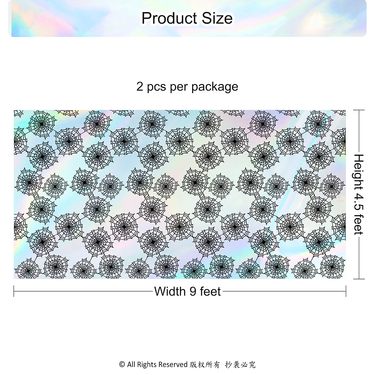 Cheerland Halloween Tablecloth Iridescent Spiderweb Holographic Disposable Foil Table Cover for Birthday Bachelorette Halloween Party Supplies - Pack of 2