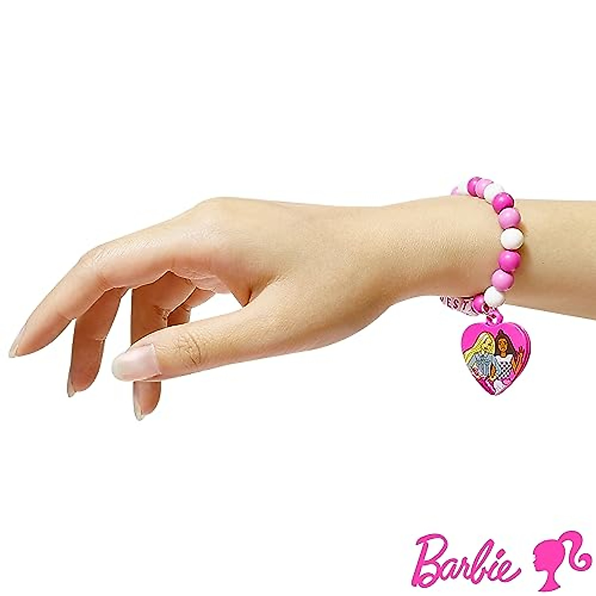 LUV HER Barbie Accrssories Girls BFF 6 Piece Toy Jewelry Box Set with 2 Rings, 2 Bead Bracelets and Snap Hair Clips Ages 3+