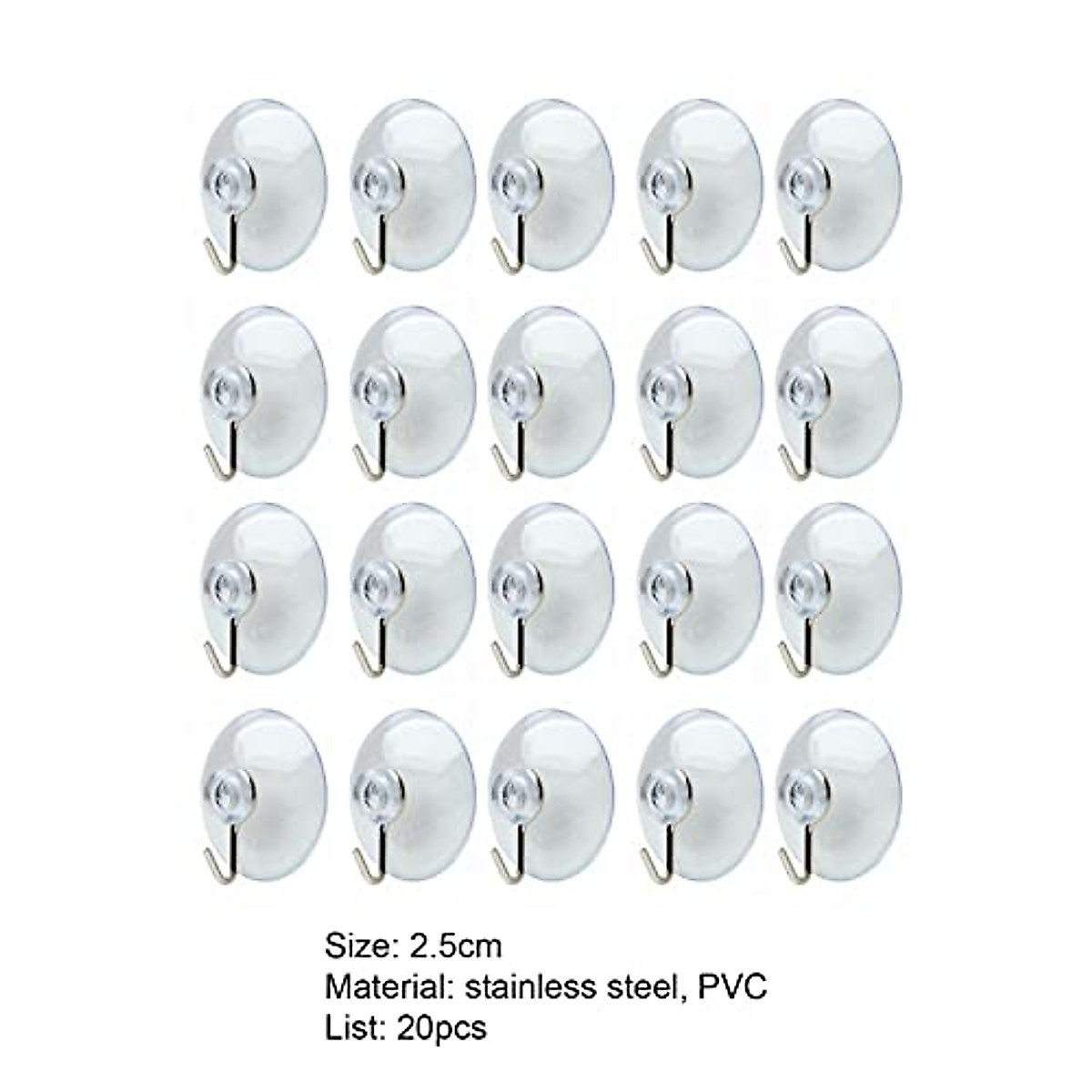 Reheyre 20Pcs Clear Suction Cups, Utility Hooks with Strong Suction, Punch Free and Easy Installation, Stuck It to The Tile in Bathroom, The Mirror, The Wall in Living Room Transparent