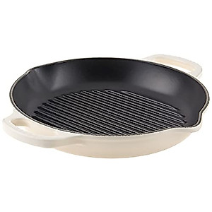 Le Creuset Enameled Cast Iron Signature Deep Round Grill, 9.75", Meringue