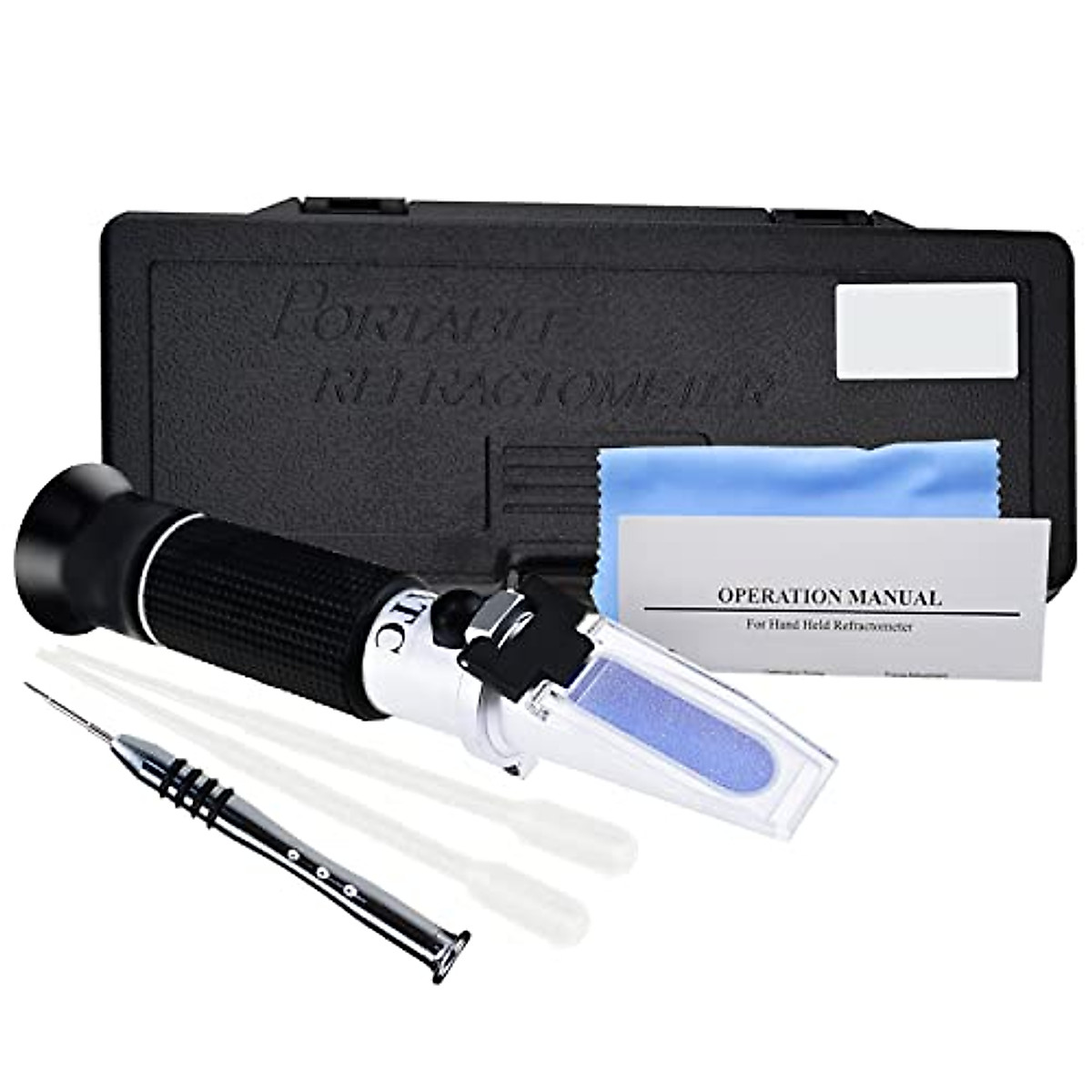 3 in 1 Scale Clinical Refractometer with 10~30°C ATC, Serum Protein 0~12g/dl, Urine Specific Gravity 1.000~1.050, Refractive Index 1.333~1.360 RI for Human Use.