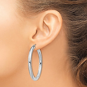 925 Sterling Silver 4mm Round Extra Large Hoop Earrings