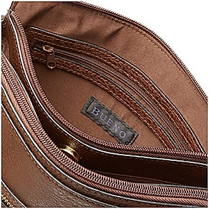Bueno of California Elephant Grain Crossbody, Brown