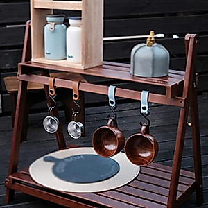 JeogYong 4-Pack S Hooks for Hanging, 2 Inch Small S Hooks with Leather Straps, S Shaped Hangers Plastic Hanging Hooks for Pots, Pans, Plants, Clothes, Closet Rod, Kitchen Utensils, Bathroom Towels