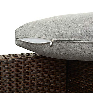 LOKATSE HOME Rattan Corner Sofa X Shape Leg Outdoor Furniture Patio Left-arm Chair with Cushions for Garden, Pool, Backyard, Brown