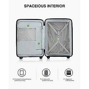 LUGGEX White Luggage Sets 3 Piece - Expandable Carry on Luggage Set with Spinner Wheels - Lightweight Versatile Shopping and Sightseeing.(White Suitcase)